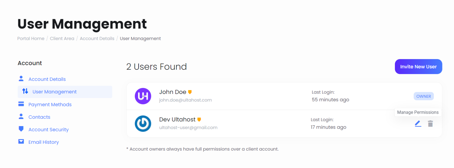 Change user permissions | Ultahost Knowledge Base