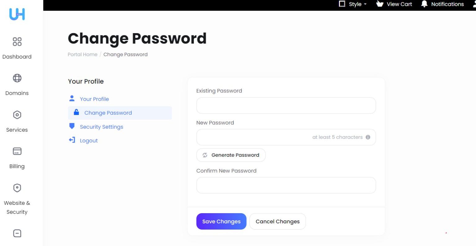 Change account password | Ultahost Knowledge Base